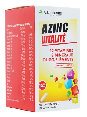 Multi-Vitamines : Azinc Vitalité Adulte 120 Gelules